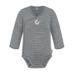 Normani Outdoor Sports Baby Merino Wickelbody Langarm "Kaitaia" in Grau gestreift | Gr.: 86