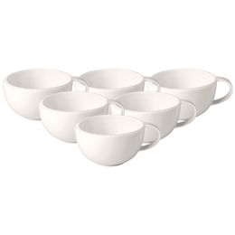 Villeroy & Boch Tasse VILLEROY & BOCH "Kaffeetasse NewMoon 190 ml 6er Set wei&szlig;", wei&szlig;, 6 tlg., Porzellan, Trinkgef&auml;&szlig;e, Tasse