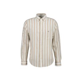 Langarmhemd Gant "Hemd REGULAR COTTON LINEN STRIPE SHIRT 1er Pack", Herren, Gr. L, N-Gr, beige, Obermaterial: 55% Leinen LI. 45% Baumwolle CO., Hemden