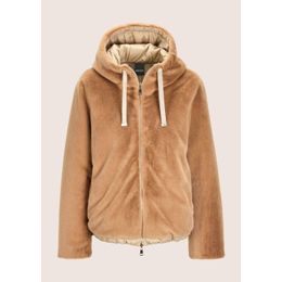Madeleine Mode Kurzjacke MADELEINE "Wendejacke Webpelz-Mantel mit doppeltem Look", Damen, Gr. 42, beige (caramel), Obermaterial: 100% Polyester PES., Jacken Kurzjacke