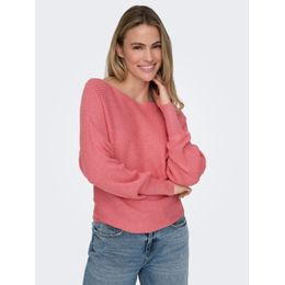 Strickpullover Only "ONLADALINE L/S SHORT PULLO KNT NOOS", Damen, Gr. M, rosa (tea rose detail:with melange), Strick, Obermaterial: 80% Viskose, 20% Nylon, meliert, regular fit normal, U-Boot-Ausschnitt, Rippstrickb&uuml;ndchen, Pullover Strickpullover, Viskosemischung, regular fit