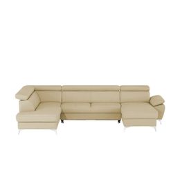 U.N.O uno Wohnlandschaft mit verstellbarem Kopfteil Apollo &brvbar; beige &brvbar; Ma&szlig;e (cm): B: 338 H: 96 T: 210.0 &raquo; H&ouml;ffner