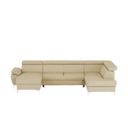 U.N.O uno Wohnlandschaft mit verstellbarem Kopfteil Apollo &brvbar; beige &brvbar; Ma&szlig;e (cm): B: 338 H: 96 T: 210.0 &raquo; H&ouml;ffner