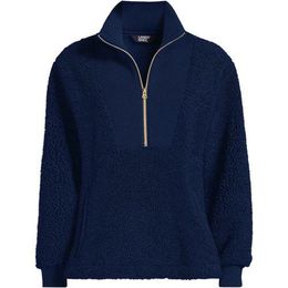 LANDS' END Teddy-Pullover mit Rei&szlig;verschluss, Damen,  Blau, Polyester, by Lands' End