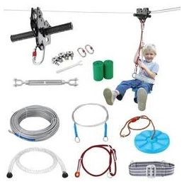 VEVOR Zipline Seilrutsche, 18,3 m Seilbahn Kinder, Zip Line Kit f&uuml;r Kinder und Erwachsene bis 150 kg, Backyard Zip Line Kit mit Verbessertem Federbremssystem, Seilbahn f&uuml;r Garten, Au&szlig;enbereich usw.