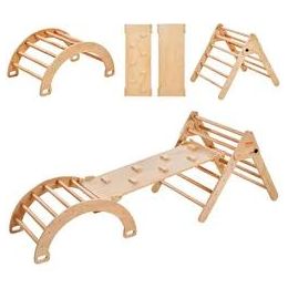 VEVOR Pikler-Dreieck-Set, 5-in-1-Kletterspielzeug f&uuml;r Kleinkinder, Indoor-Spielplatz, Montessori-Kletterset mit Dreieck, Rampe und Bogen, gro&szlig;es Kletterger&uuml;st aus Holz f&uuml;r Kleinkinder von 1&ndash;3 Jahren, Holzfarbe