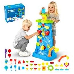 VEVOR Spieltisch, doppelseitiges Kinder-Aktivit&auml;ts-Wasserfall-Spielset mit 37-teiligem Zubeh&ouml;r, Aktivit&auml;tstisch f&uuml;r Kinder, Wassertisch f&uuml;r drau&szlig;en, f&uuml;r Jungen und M&auml;dchen ab 3 Jahren