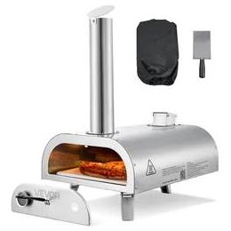 VEVOR Pizzaofen Outdoor 12 Zoll Pellet-Pizzaofen, tragbarer Pizzaofen mit eingebautem Thermometer & holzbefeuerter & Pizzastein & Schaufel & Tragetasche Pizzamaker aus Edelstahl, f&uuml;r Garten Camping