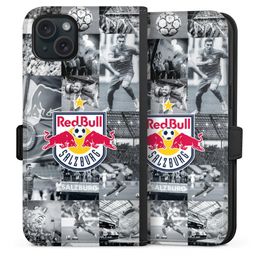 DeinDesign iPhone 15 Plus Handy Klapph&uuml;lle Handyh&uuml;lle aus Kunst Leder schwarz Flip Case Salzburg Red Bull Fc Red Bull Salzburg Sideflip mit Lasche