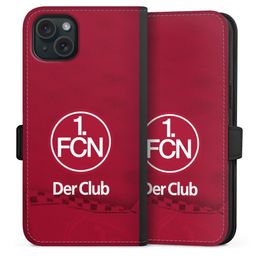 DeinDesign iPhone 15 Plus Handy Klapph&uuml;lle Handyh&uuml;lle aus Kunst Leder schwarz Flip Case Official Licensed Product 1. Fc N&uuml;rnberg Bundesliga Sideflip mit Lasche