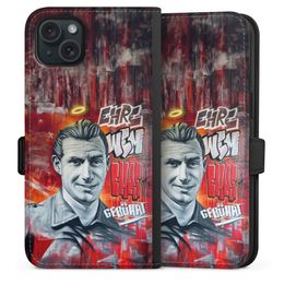 DeinDesign iPhone 15 Plus Handy Klapph&uuml;lle Handyh&uuml;lle aus Kunst Leder schwarz Flip Case 1. Fc Kaiserslautern 1. Fck Fritz Walter Sideflip mit Lasche