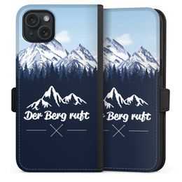 DeinDesign iPhone 15 Plus Handy Klapph&uuml;lle Handyh&uuml;lle aus Kunst Leder schwarz Flip Case Wanderlust Sky Mountain Sideflip mit Lasche