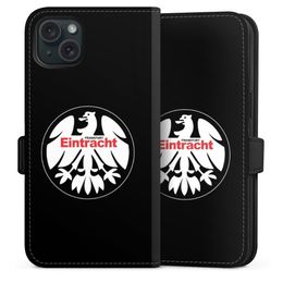 DeinDesign iPhone 15 Plus Handy Klapph&uuml;lle Handyh&uuml;lle aus Kunst Leder schwarz Flip Case Eintracht Frankfurt Sge Official Licensed Product Sideflip mit Lasche