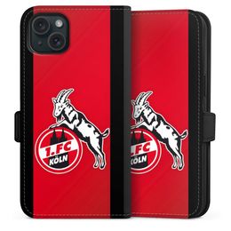 DeinDesign iPhone 15 Plus Handy Klapph&uuml;lle Handyh&uuml;lle aus Kunst Leder schwarz Flip Case 1. Fc K&ouml;ln Billy Goat Hennes Official Licensed Product Sideflip mit 
