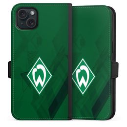 DeinDesign iPhone 15 Plus Handy Klapph&uuml;lle Handyh&uuml;lle aus Kunst Leder schwarz Flip Case Sv Werder Bremen Official Licensed Product Coat Of Arms Sideflip mit 