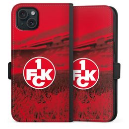 DeinDesign iPhone 15 Plus Handy Klapph&uuml;lle Handyh&uuml;lle aus Kunst Leder schwarz Flip Case 1. Fck 1. Fc Kaiserslautern Official Licensed Product Sideflip mit Lasche