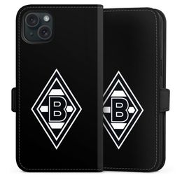 DeinDesign iPhone 15 Plus Handy Klapph&uuml;lle Handyh&uuml;lle aus Kunst Leder schwarz Flip Case Borussia M&ouml;nchengladbach Gladbach Coat Of Arms Sideflip mit Lasche