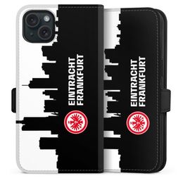 DeinDesign iPhone 15 Plus Handy Klapph&uuml;lle Handyh&uuml;lle aus Kunst Leder schwarz Flip Case Eintracht Frankfurt Sge Official Licensed Product Sideflip mit Lasche