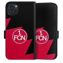 DeinDesign iPhone 15 Plus Handy Klapph&uuml;lle Handyh&uuml;lle aus Kunst Leder schwarz Flip Case 1. Fcn 1. Fc N&uuml;rnberg Merchandise Sideflip mit Lasche