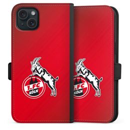 DeinDesign iPhone 15 Plus Handy Klapph&uuml;lle Handyh&uuml;lle aus Kunst Leder schwarz Flip Case 1. Fc K&ouml;ln Effzeh Official Licensed Product Sideflip mit Lasche