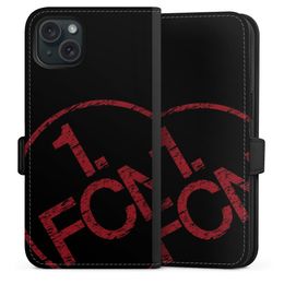 DeinDesign iPhone 15 Plus Handy Klapph&uuml;lle Handyh&uuml;lle aus Kunst Leder schwarz Flip Case Texture Merchandise 1. Fcn Sideflip mit Lasche