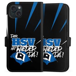 DeinDesign iPhone 15 Plus Handy Klapph&uuml;lle Handyh&uuml;lle aus Kunst Leder schwarz Flip Case Ascent Hamburger Sv Hsv Sideflip mit Lasche
