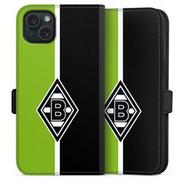 DeinDesign iPhone 15 Plus Handy Klapph&uuml;lle Handyh&uuml;lle aus Kunst Leder schwarz Flip Case Borussia M&ouml;nchengladbach Gladbach Bundesliga Sideflip mit Lasche
