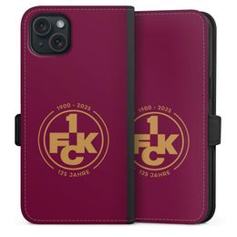 DeinDesign iPhone 15 Plus Handy Klapph&uuml;lle Handyh&uuml;lle aus Kunst Leder schwarz Flip Case 125 Jahre 1. Fc Kaiserslautern 1. Fck Sideflip mit Lasche