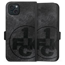DeinDesign iPhone 15 Plus Handy Klapph&uuml;lle Handyh&uuml;lle aus Kunst Leder schwarz Flip Case Concrete 1. Fc Kaiserslautern 1. Fck Sideflip mit Lasche