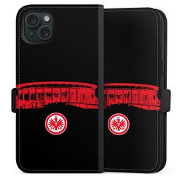 DeinDesign iPhone 15 Plus Handy Klapph&uuml;lle Handyh&uuml;lle aus Kunst Leder schwarz Flip Case Official Licensed Product Eintracht Frankfurt Stadium Sideflip mit Lasche