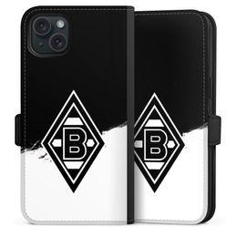 DeinDesign iPhone 15 Plus Handy Klapph&uuml;lle Handyh&uuml;lle aus Kunst Leder schwarz Flip Case Bmg Borussia M&ouml;nchengladbach Gladbach Sideflip mit Lasche