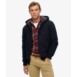 Superdry Herren Baumwolle Borg-Gef&uuml;tterter Kapuzenpullover Mit Rei&szlig;verschluss, Marineblau - Gr&ouml;&szlig;e: XL 104060700093998T004