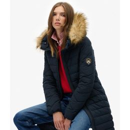 Superdry Damen Fuji Kunstfell-kapuzenjacke in Mittlerer L&auml;nge Navy - Gr&ouml;&szlig;e: 42 208221850063998T020