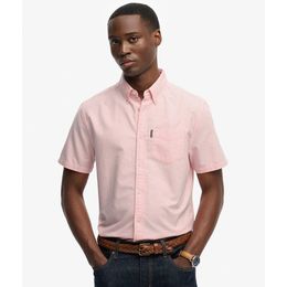 Superdry Herren Essentials Oxford Kurzarmhemd Pink - Gr&ouml;&szlig;e: M 1041009000244L3X002