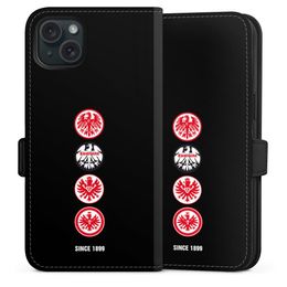 DeinDesign iPhone 15 Plus Handy Klapph&uuml;lle Handyh&uuml;lle aus Kunst Leder schwarz Flip Case Eintracht Frankfurt Soccer Sge Sideflip mit Lasche