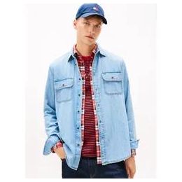 Tommy Hilfiger Jeanshemd TOMMY JEANS "TJM DENIM RELAXED FIT", Herren, Gr. 4XL, N-Gr, denim medium, Denim/Jeans, Obermaterial: 100% Baumwolle, relaxed fit, Manschette, Hemden Jeanshemd