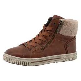 Winterboots Mustang SHOES "Janique", Damen, Gr. 43, braun, Lederimitat, Textil, used, Schuhe Winterboots, High Top Sneaker, Winterboots mit Warmfutter