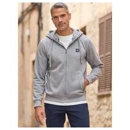 Sweatjacke Lerros "Hoodie Sweat-Jacke", Herren, Gr. XL, platinum grau melange, 50% Baumwolle, 50% Polyester, Sweatjacken Sweatjacke, Kapuzensweatjacke mit Tunnelzug und seitlichen Rei&szlig;verschlusstaschen