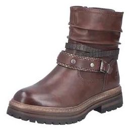 Winterstiefelette Rieker, Damen, Gr. 36, kastanie, Lederimitat, used, Basic, Schuhe Winterstiefelette, Boots, Blockabsatz, mit Zierriemchen am slouchy Schaft