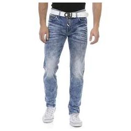 Cipo & Baxx Regular-fit-Jeans CIPO & BAXX, Herren, Gr. 32, L&auml;nge 34, blau, Denim/Jeans, Obermaterial: 98% Baumwolle, 2% Elasthan, Abriebeffekte, Destroyed-Effekte, normal, Jeans, mit markanter Waschung