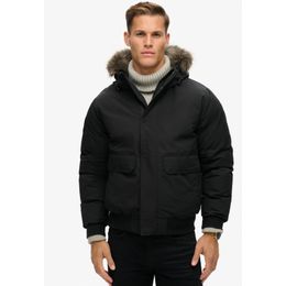 Steppjacke Superdry "EVEREST FAUX FUR BOMBER JACKET", Herren, Gr. L, schwarz (jet schwarz), Web, Obermaterial: 100% Polyester, unifarben, relaxed fit, Jacken Steppjacke