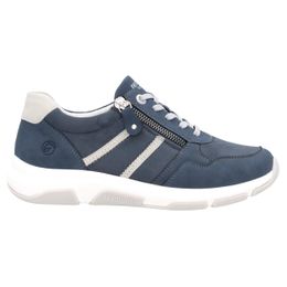Keilsneaker Remonte, Damen, Gr. 43, blau (jeansblau, hellgrau), Lederimitat, Textil, Schuhe Keilsneaker, Freizeitschuh, Halbschuh, Schn&uuml;rschuh in veganer Verarbeitung, Topseller
