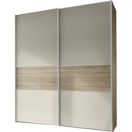 Schwebet&uuml;renschrank STAUD "Sinfonie Plus, edles Design in hochwertiger Qualit&auml;t, Made in Germany", beige (sand dekor, sonoma eiche dekor), B:167cm H:222cm T:68cm, Holzwerkstoff, Schr&auml;nke, Schwebet&uuml;renschrank, In vier verschiedenen Ausstattungsvarianten
