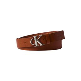 Lederg&uuml;rtel Calvin Klein "CK BUCKLE SMOOTH 35MM", Herren, Gr. 105, ck cognac, pewter, Web, B&uuml;ffelleder, unifarben, G&uuml;rtel Lederg&uuml;rtel, Gr&ouml;&szlig;enverstellbar mit Metallschlie&szlig;e