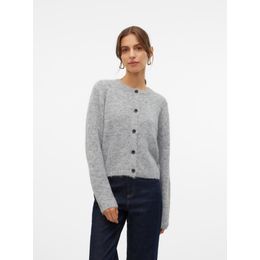 V&eacute;ro Moda Strickjacke VERO MODA "VMNOVAH LS O-NECK BUTTON CARDI GA NOOS", Damen, Gr. XS, grau (medium grau melange), Strick, Obermaterial: 70% Polyester, 21% Nylon, 8% Wolle, 1% Elasthan, unifarben, regular fit h&uuml;ftlang, Rundhals, Strickjacken Strickjacke, Topseller