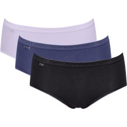 Midislip Sloggi "Basic+ Midi C3P", Damen, Gr. 44, bunt (multiple colours 19), Single Jersey, Obermaterial: 95% Baumwolle, 5% Elasthan, k&ouml;rpernah, Unterhosen Midislip, perfekter Sitz