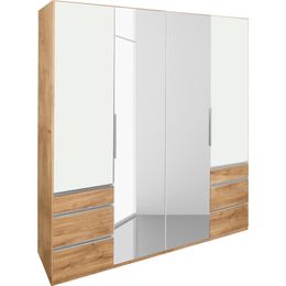 Kleiderschrank wimex "Level by fresh to go", braun (plankeneichefarben, wei&szlig;glas), B:200cm H:216cm T:58cm, Schr&auml;nke, Kleiderschrank, mit Glas-und Spiegelt&uuml;ren