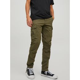 Jack & Jones Cargohose JACK & JONES "STACE TUCKER", Herren, Gr. 34, L&auml;nge 34, gr&uuml;n (olive night), Web, Obermaterial: 97% Baumwolle, 3% Elasthan, unifarben, normal normal, Hosen Cargohose, Topseller
