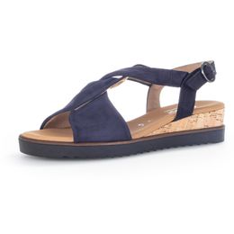 Sandalette Gabor "GENUA", Damen, Gr. 36, blau (dunkelblau), Nubukleder, Schuhe Sandalette, Sommerschuh, Sandale, Keilabsatz, mit verstellbarem Fersenriemchen