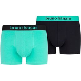 Boxer Bruno Banani "Flowing", Herren, Gr. M (5), schwarz (jadegr&uuml;n, schwarz), Stoff, Obermaterial: 93% Baumwolle, 7% Elasthan, k&ouml;rpernah, Unterhosen Boxer, mit kontrastreichem Logobund